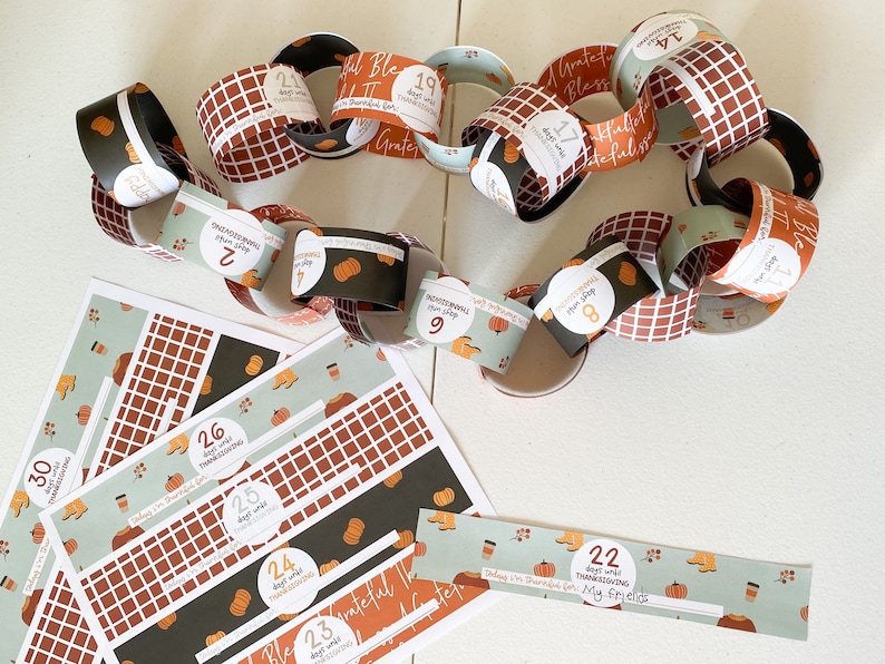 Thanksgiving Countdown Paper Chain Thanksgiving Advent - Etsy
