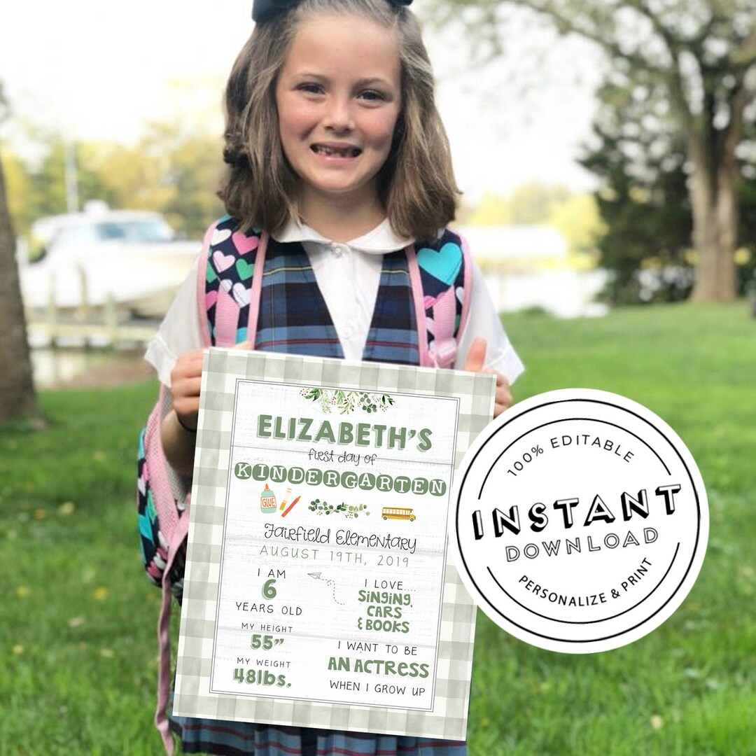 Farmhouse First Day of School Sign Printable | Download First Day ...