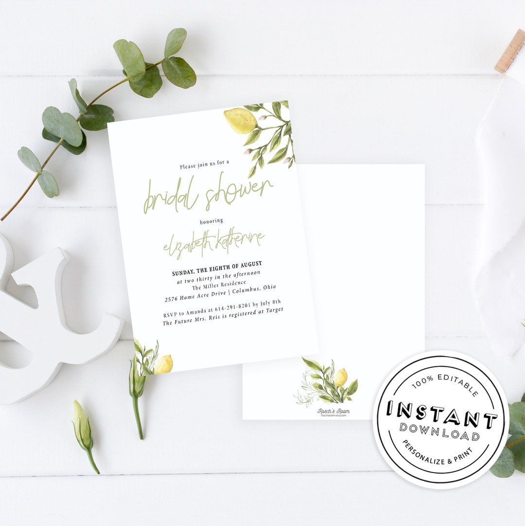 Lemon Bridal Shower Invitation | Download Lemons Bridal Shower | DIY ...
