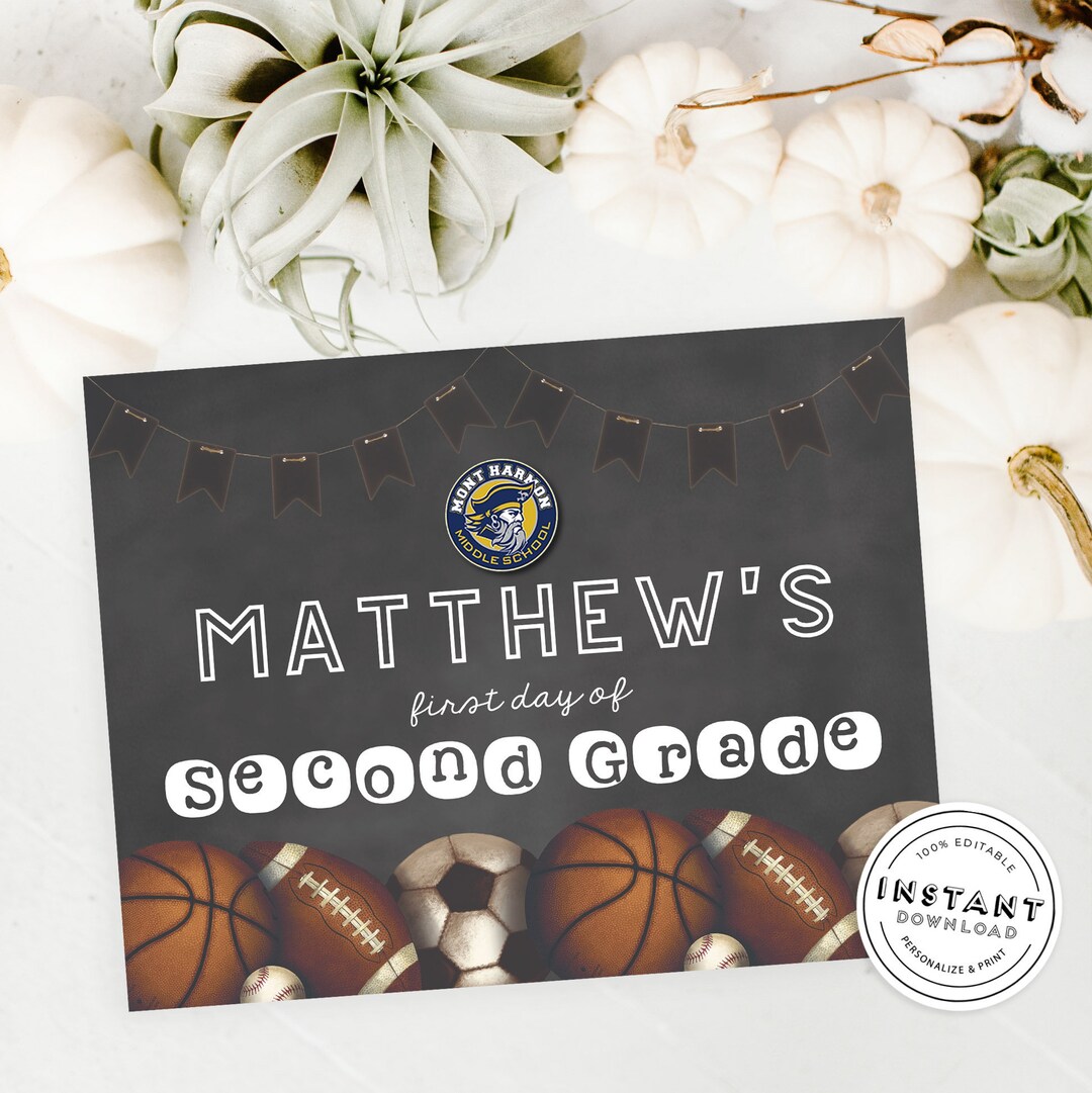 Chalkboard First Day of School Sign Printable Sports Back to - Etsy