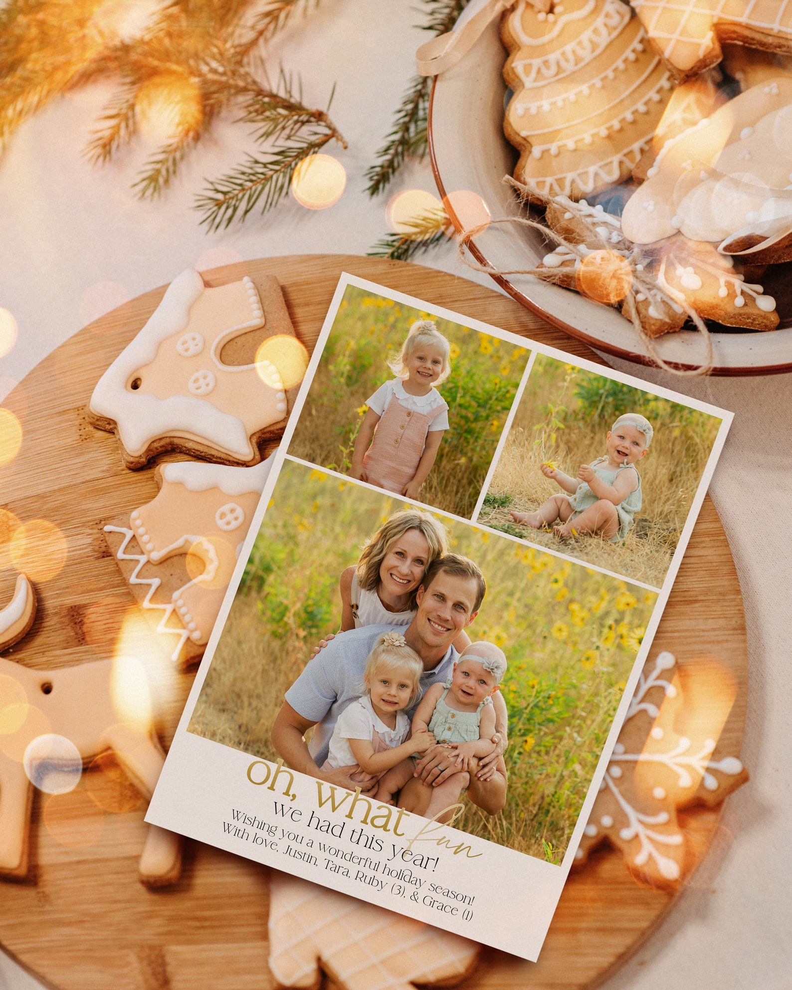 3 Photos Christmas Card Editable Template | Oh What Fun We Had This ...