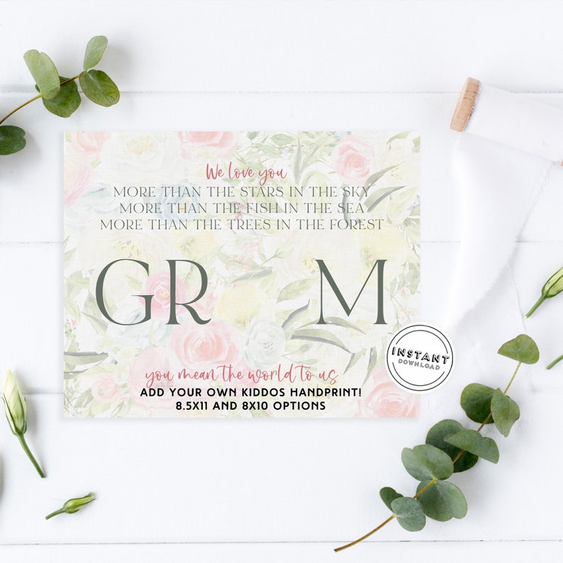 Gram Handprint Art Gift You Mean the World to Us Gma - Etsy