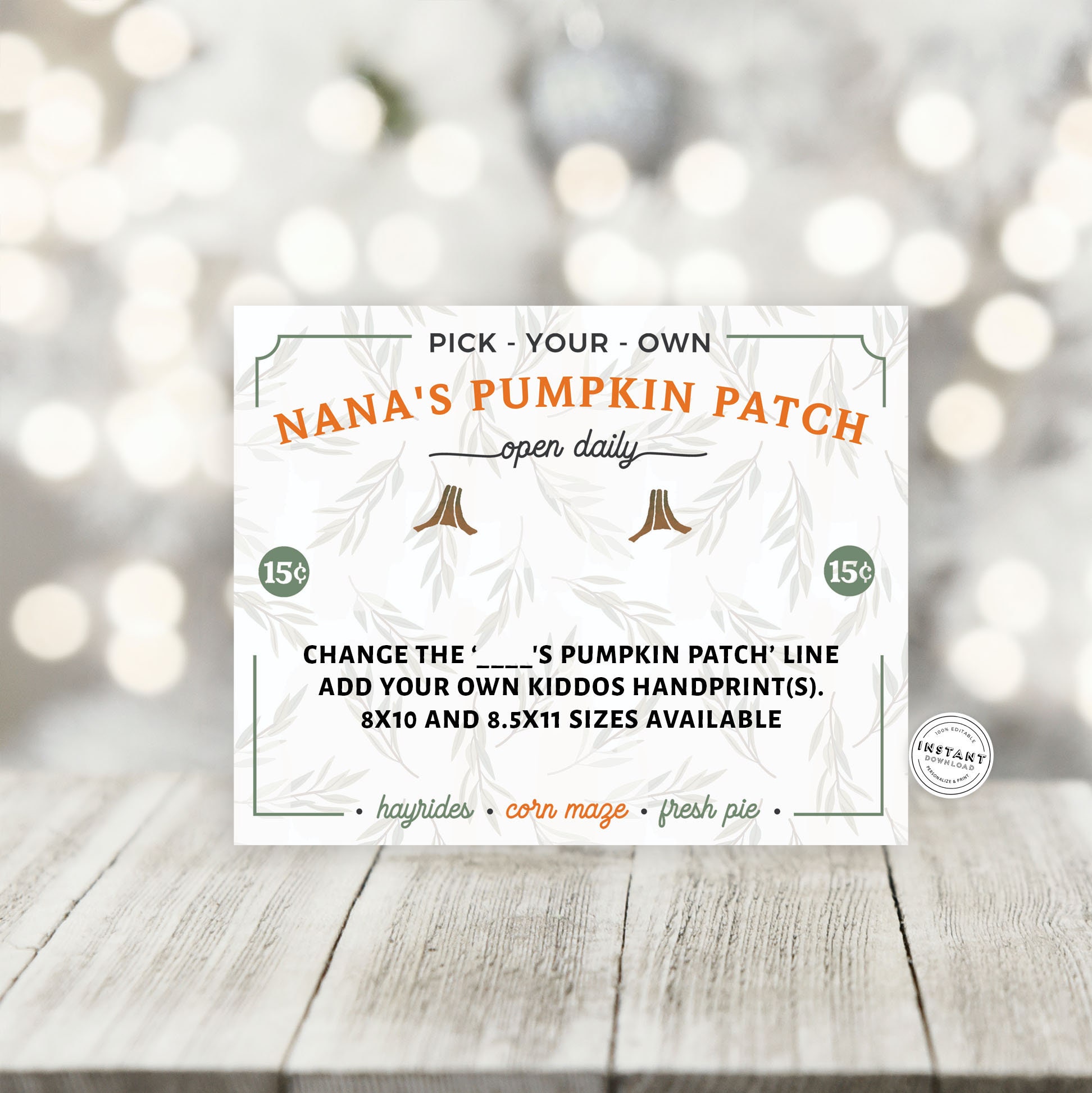 EDITABLE Pumpkin Patch Handprint Craft | Pumpkin Patch Fall Keepsake ...