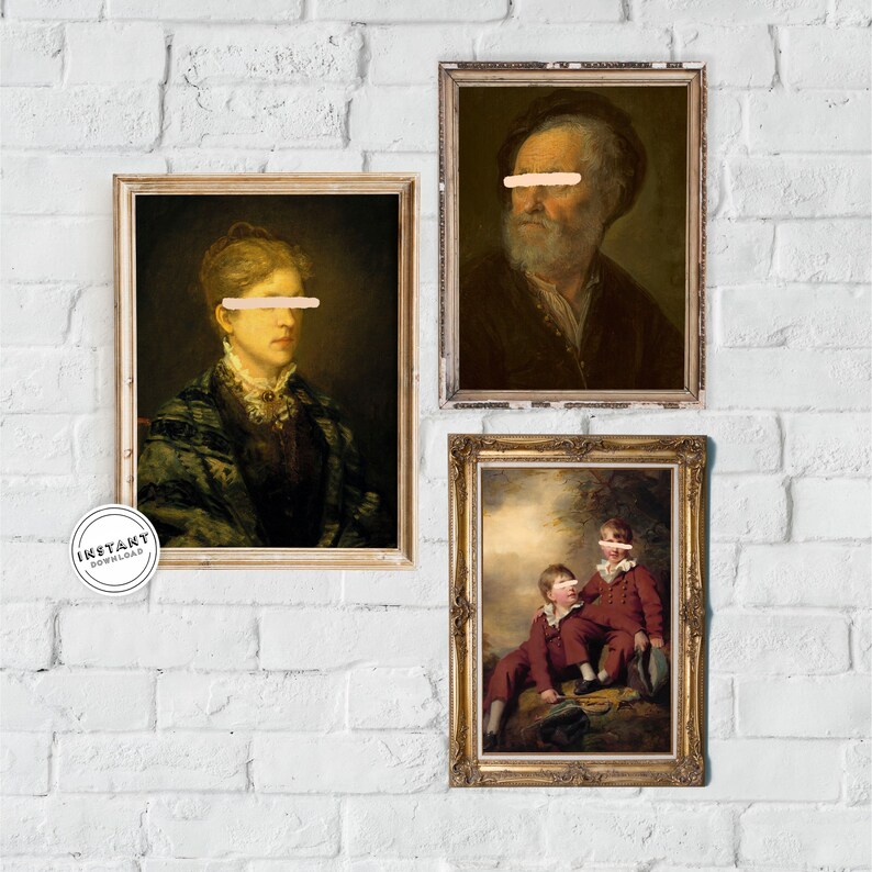 Vintage Portrait Gallery Wall | Printable Vintage Artwork | Oil ...