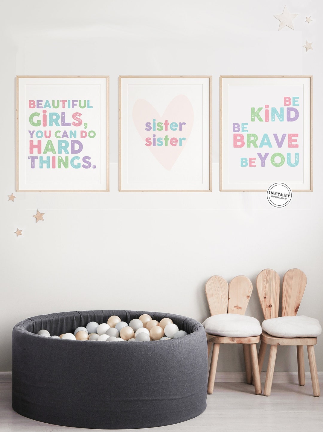 Set of 3 Girls Wall Art | Girl Empowerment Posters for Girls Bedroom ...