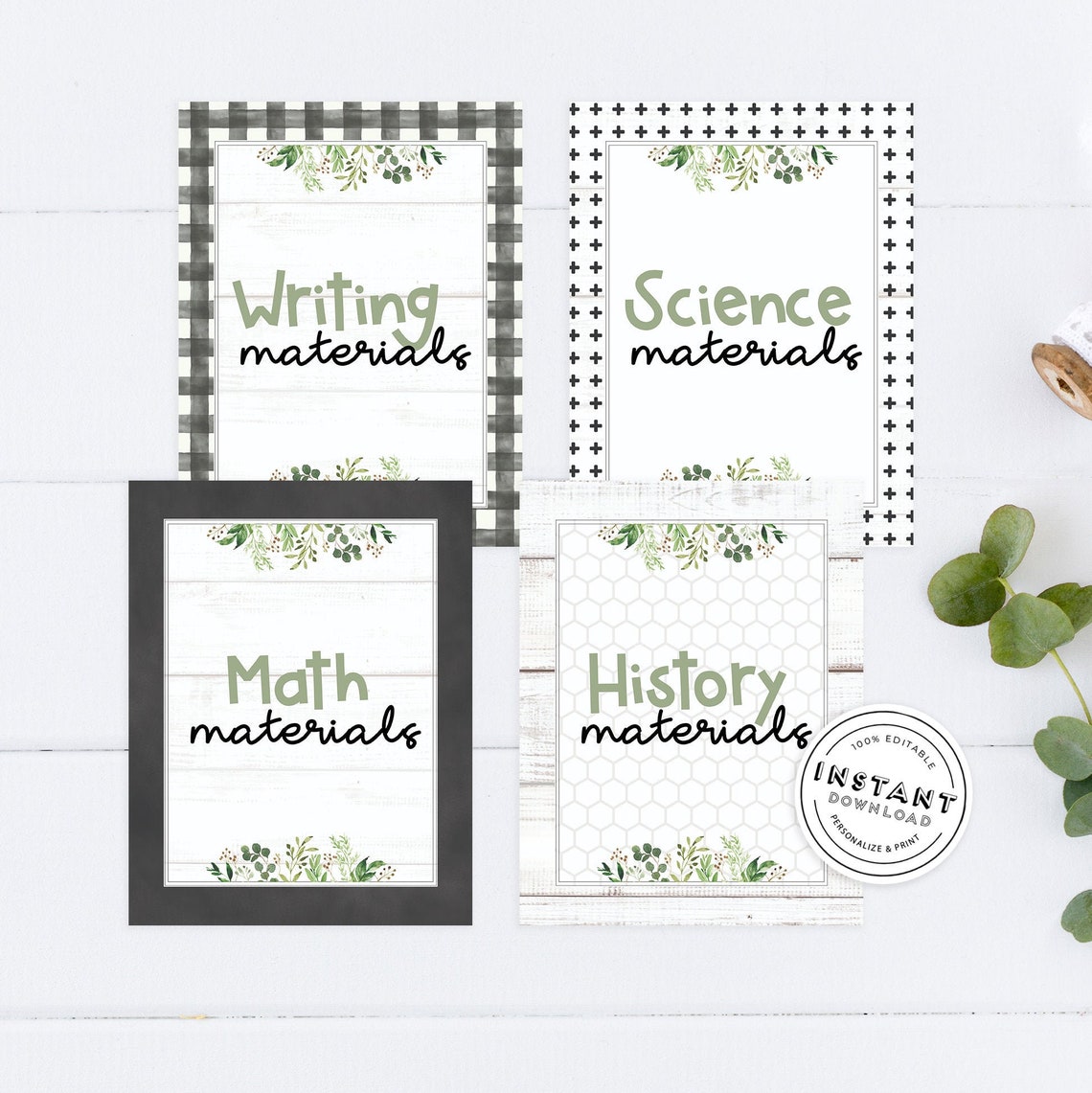 Set of 4 Farmhouse Classroom Binder Covers Modern Farmhouse | Etsy