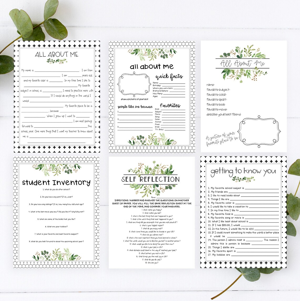 Farmhouse Classroom Student Inventory Back to School | Etsy