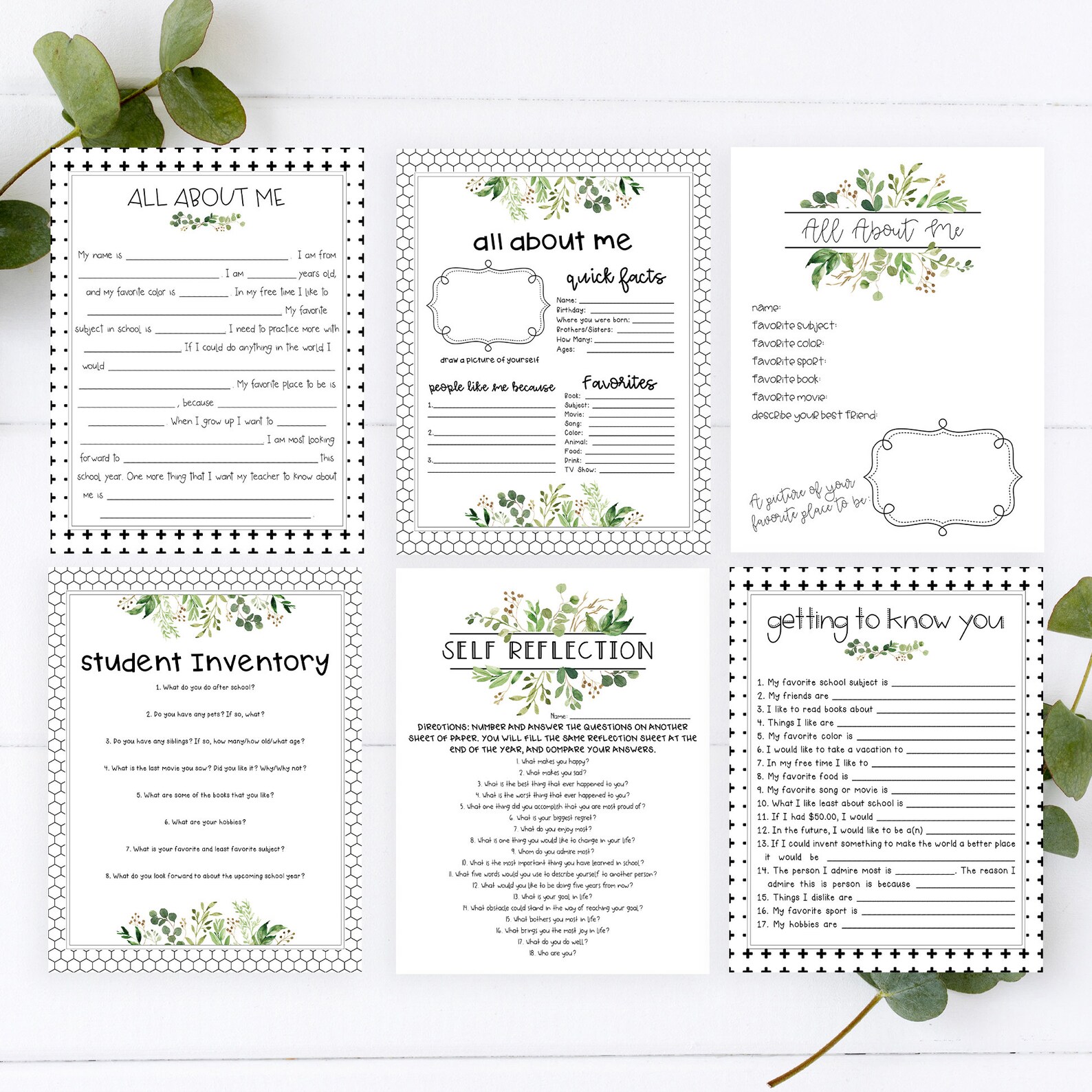 Farmhouse Classroom Student Inventory Back to School | Etsy