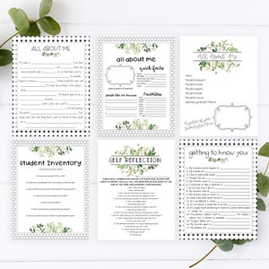 Farmhouse Classroom Student Inventory Back to School Questionnaire K-8 ...