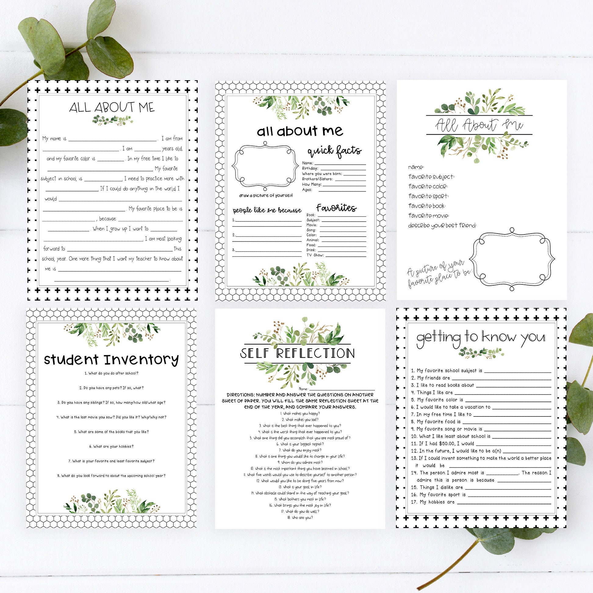 Farmhouse Classroom Student Inventory Back to School | Etsy