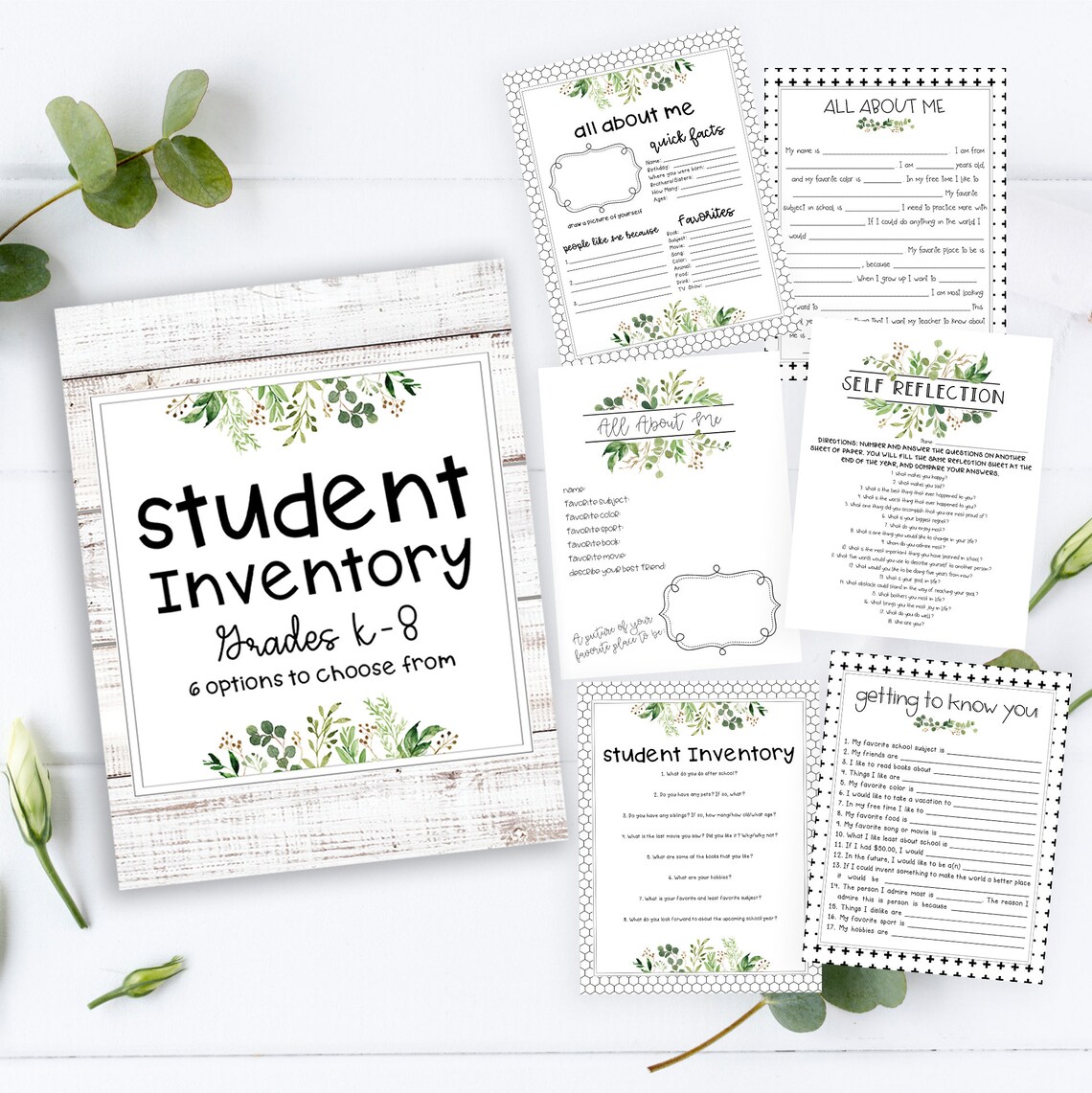 Farmhouse Classroom Student Inventory Back to School | Etsy