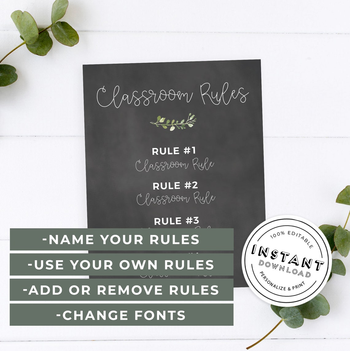 Farmhouse Classroom Rules EDITABLE | Farmhouse Teacher Decor | Editable ...