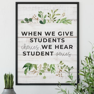 Student Voices Classroom Poster | Student Choices Art Print | DIY ...