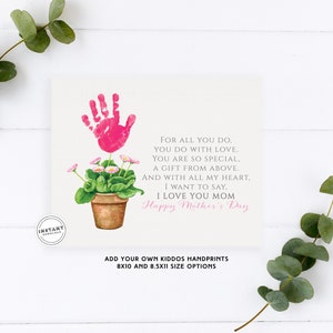 Mothers Day Handprint Art Hand Print Craft for Kids Toddler Mothers Day ...
