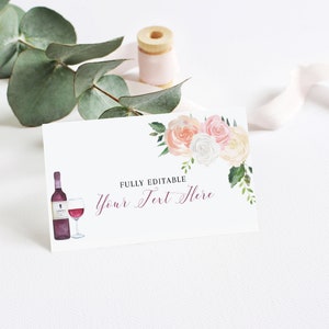 Red Wine Food Tent Place Card | Fully Editable Tent Card 4.5x5 Foldable ...