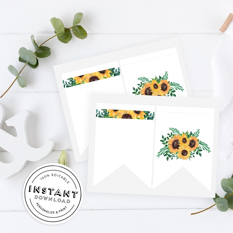 Custom Sunflower Party Banner Printable Floral Banner - Etsy