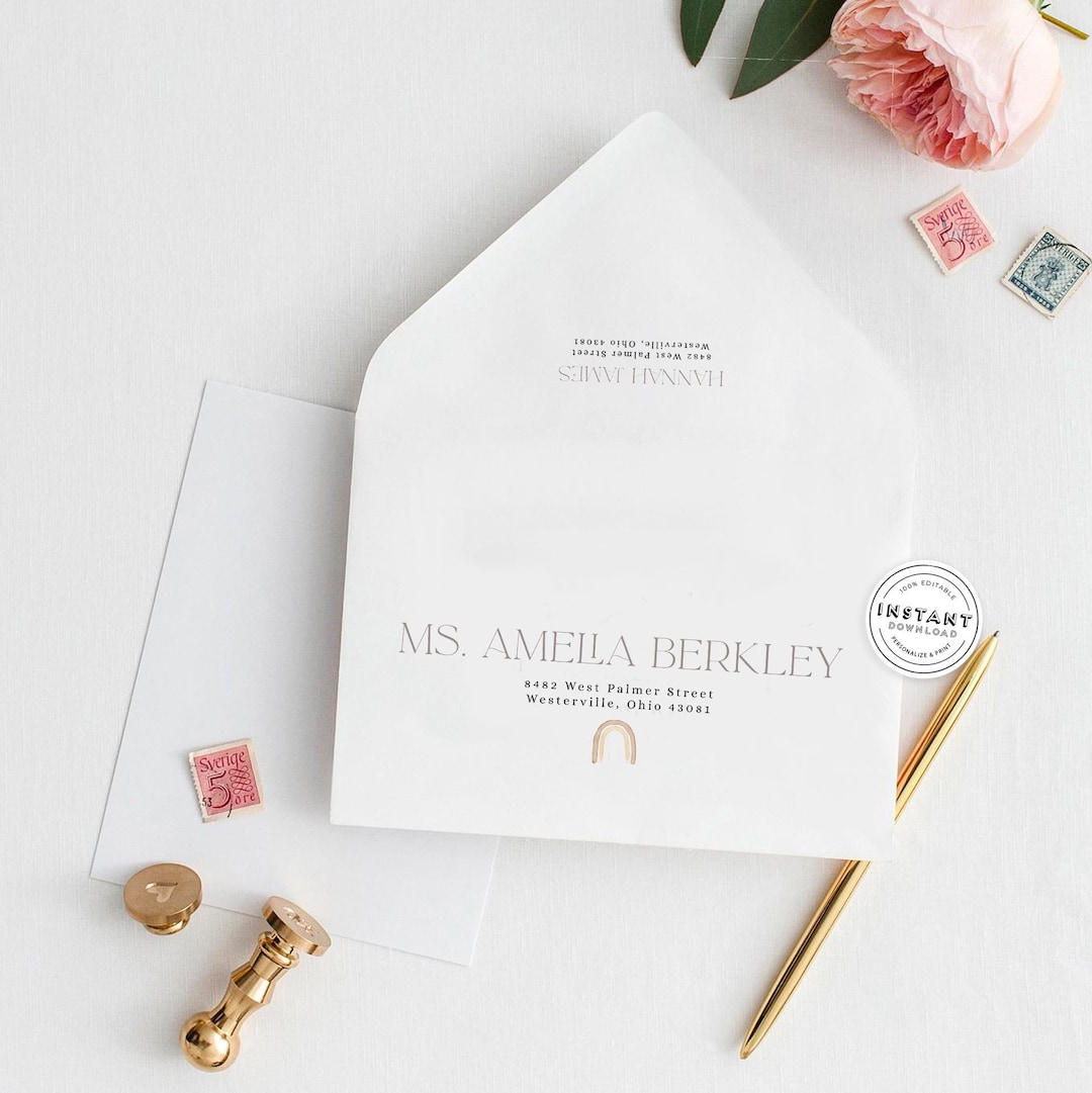 Boho Baby Shower Envelope Addressing | Editable Baby Shower A7 Envelope ...