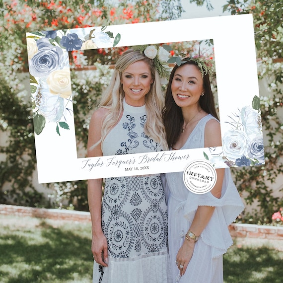 Dusty Blue Bridal Shower Photo Booth Frame INSTANT DOWNLOAD | Etsy