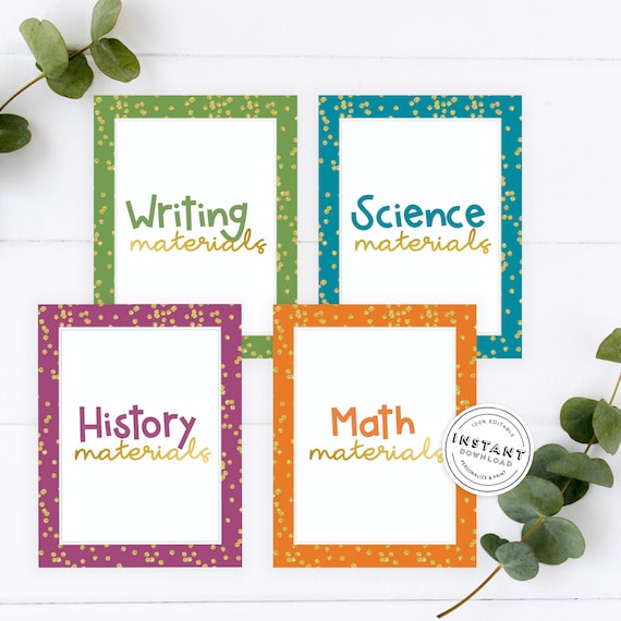 Binder Covers by Subject for Students Rainbow and Confetti - Etsy