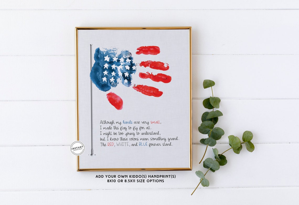 Flag Poem Handprint Craft 4th of July Flag Handprint Art - Etsy