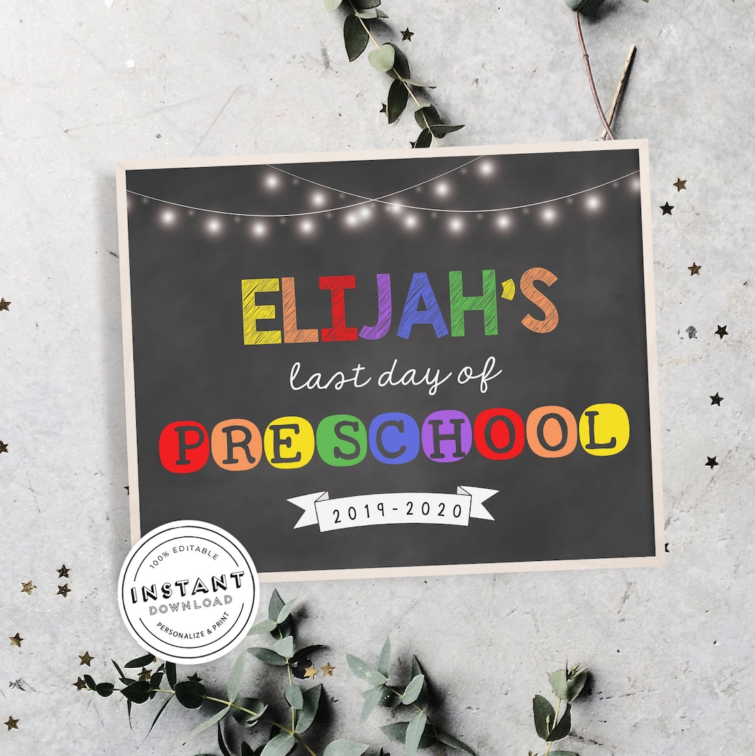 Chalkboard First Day of School Sign Printable | Rainbow Back to School ...