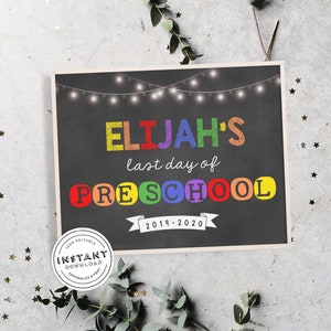 Chalkboard First Day of School Sign Printable | Rainbow Back to School ...