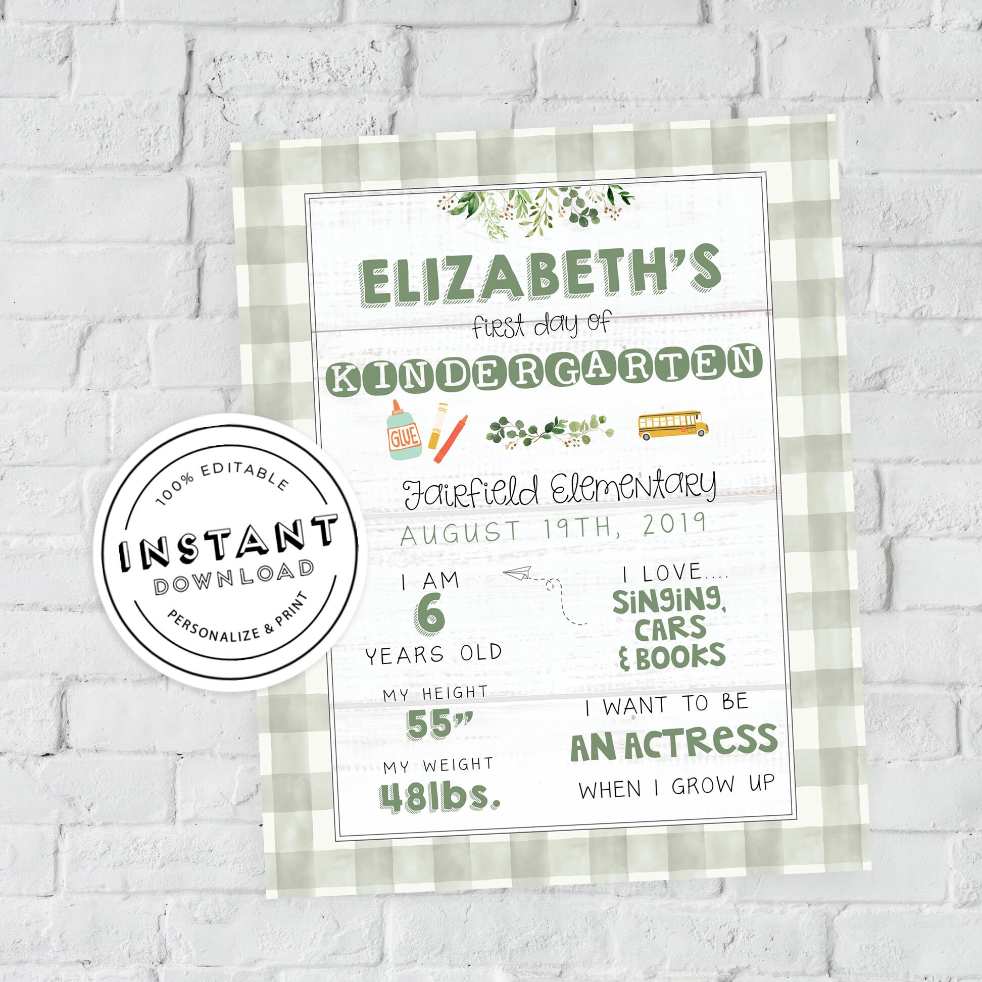 Farmhouse First Day of School Sign Printable | Download First Day ...