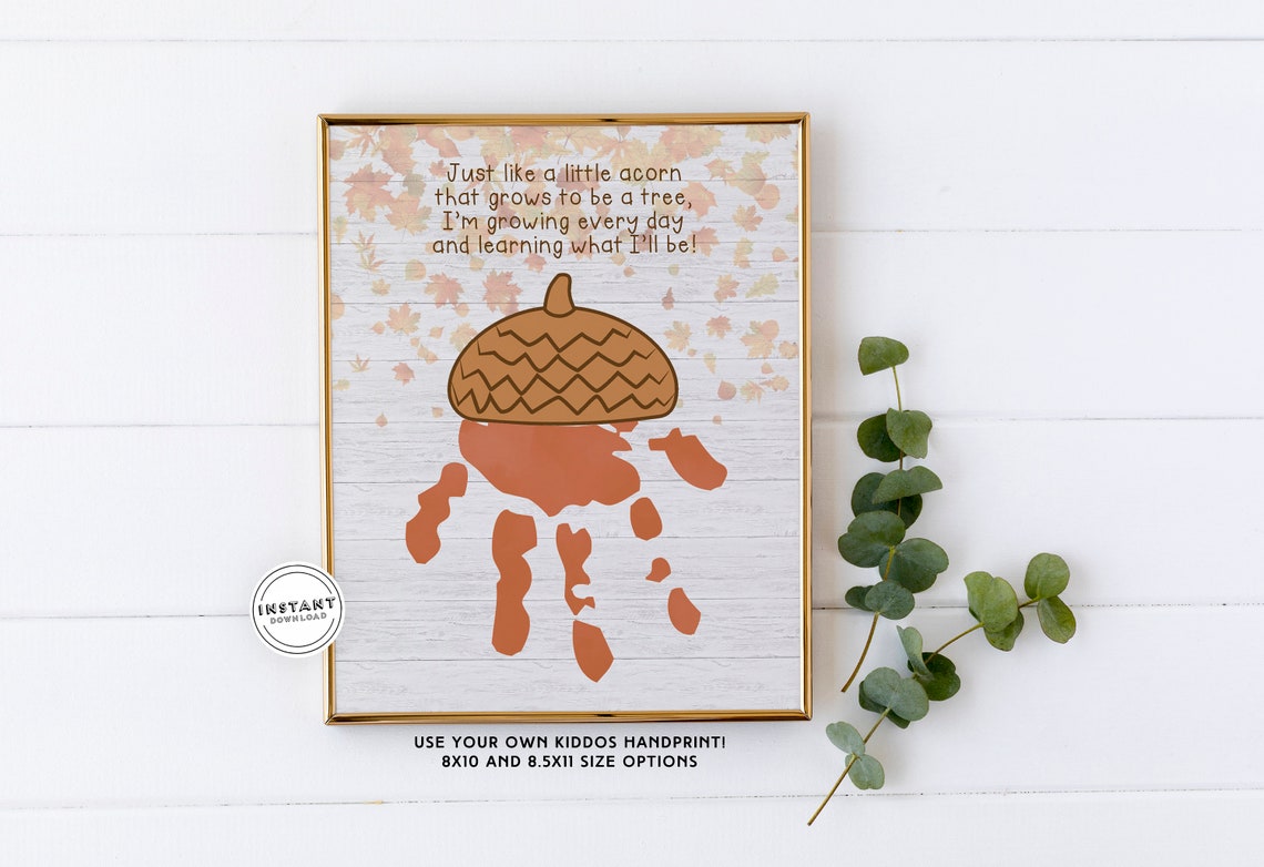 Acorn Fall Handprint Craft Growing up Handprint Craft - Etsy
