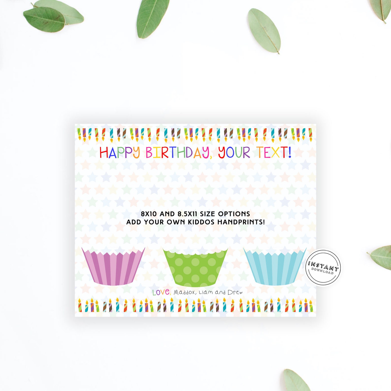 EDITABLE Happy Birthday Cupcake Handprint Craft Birthday - Etsy