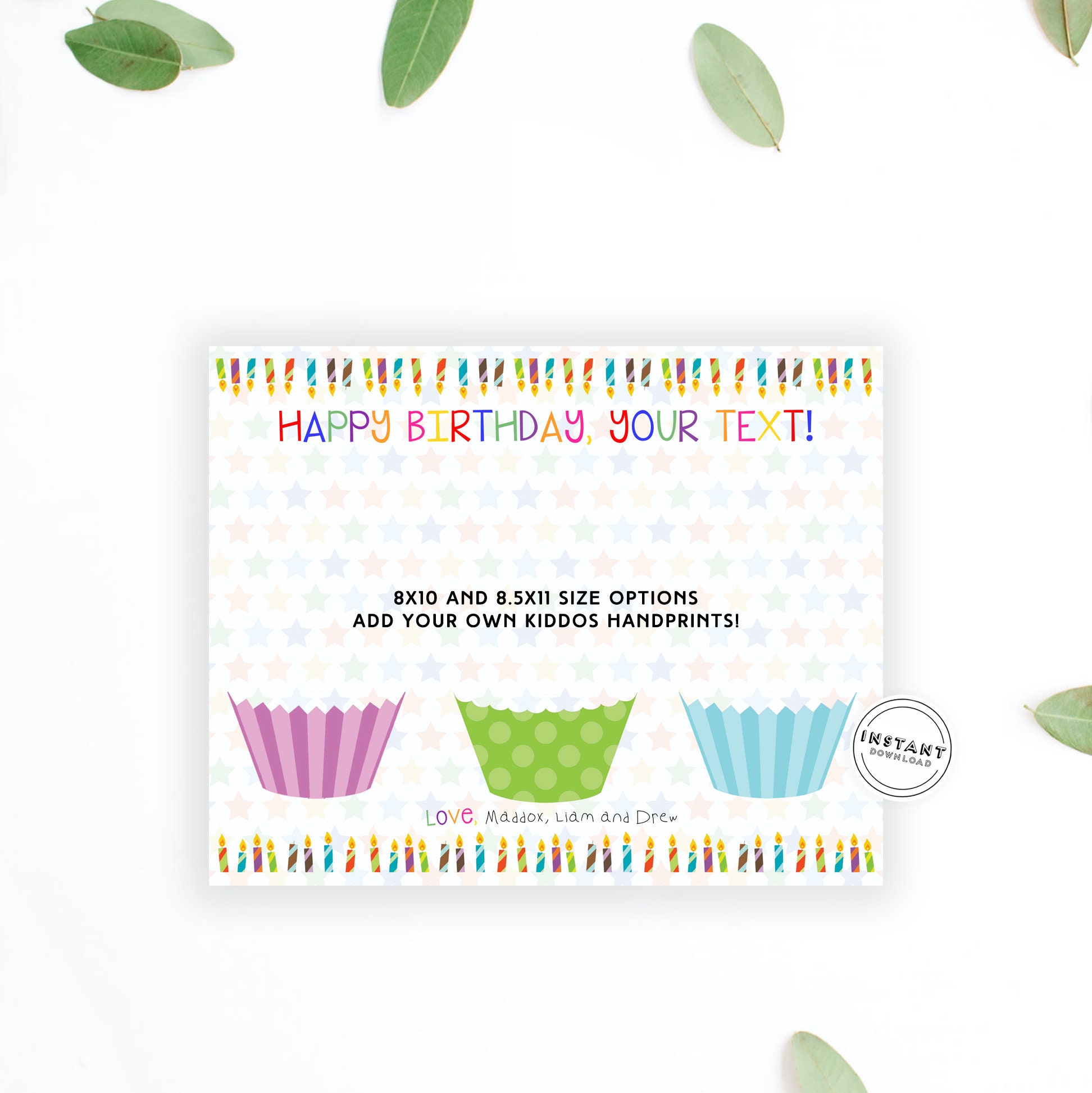 EDITABLE Happy Birthday Cupcake Handprint Craft Birthday - Etsy