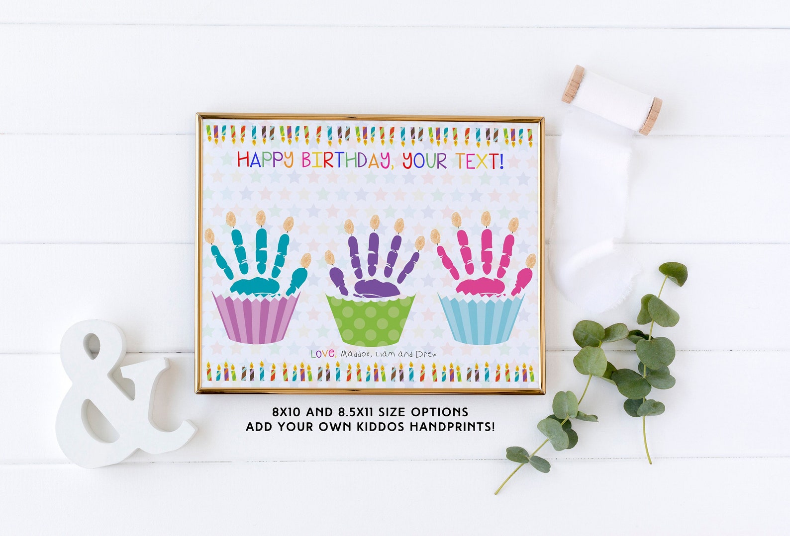 EDITABLE Happy Birthday Cupcake Handprint Craft Birthday - Etsy