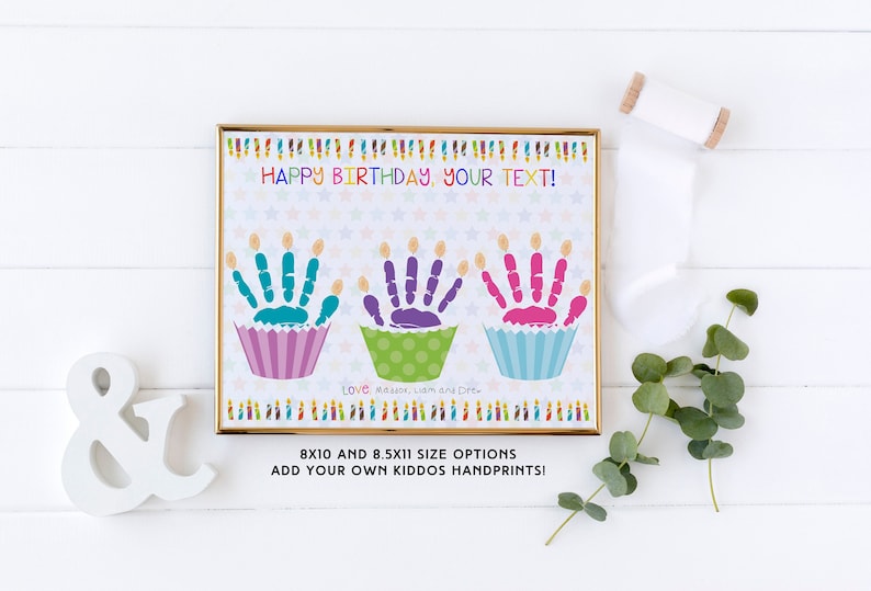 EDITABLE Happy Birthday Cupcake Handprint Craft Birthday - Etsy
