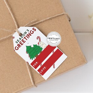 Kid Family Christmas Gift Tag | Bear Candy Cane Farmhouse Christmas ...