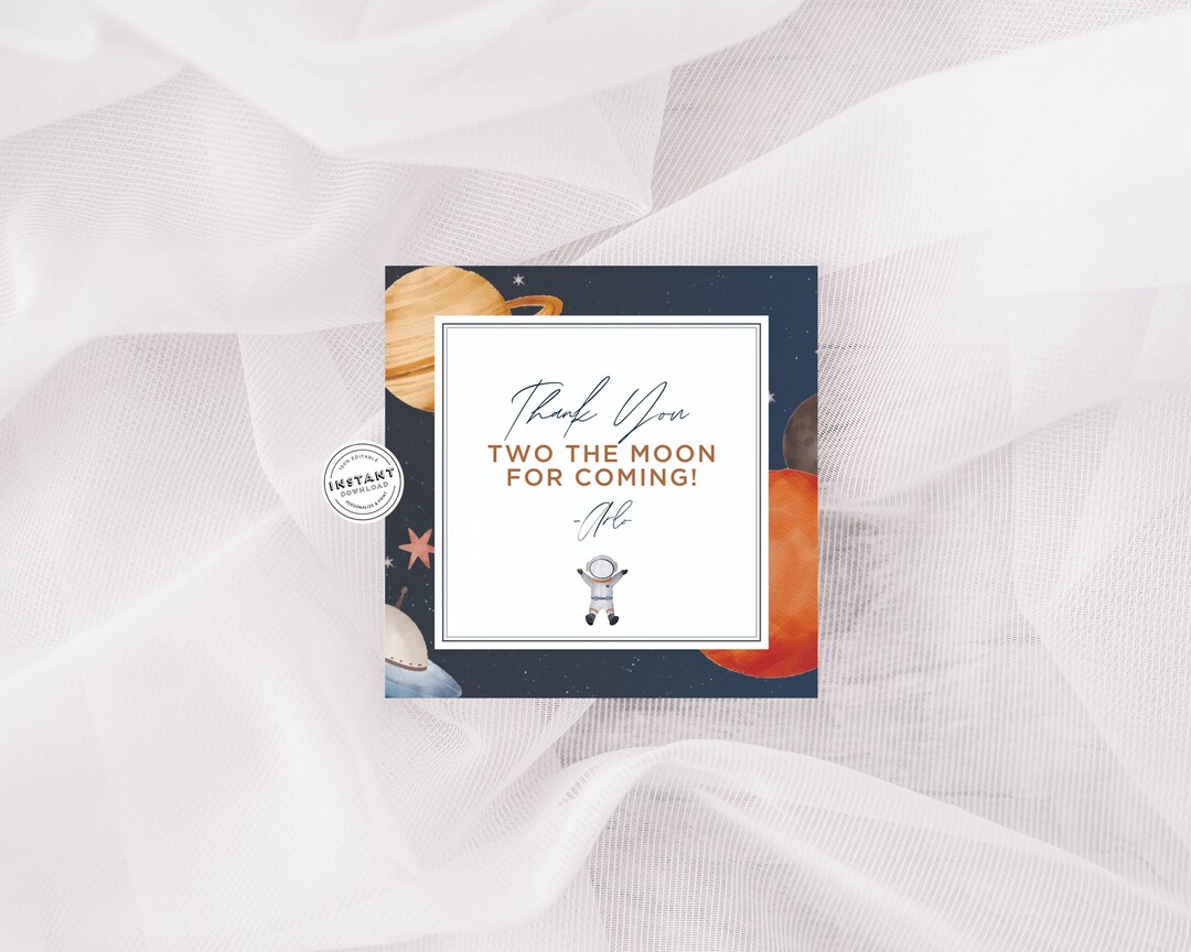 Two the Moon Square Gift Tag | Birthday Square Tag | 2nd Birthday Space ...