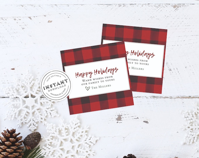 Printable Christmas Gift Tags, Buffalo Plaid Gift Tags, Farmhouse ...