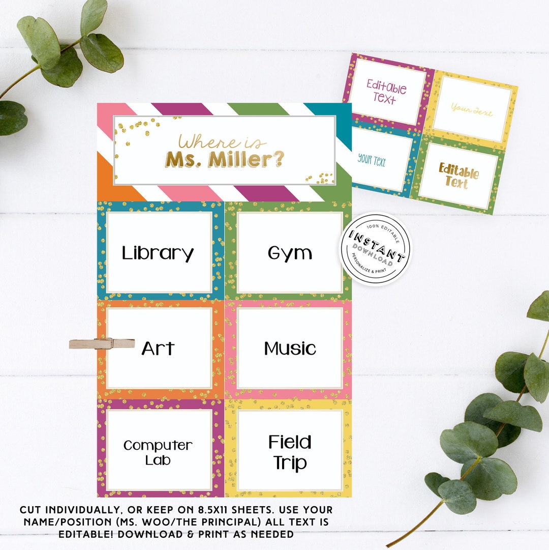 Where to Find a Class Door Sign | Specials Door Sign | Rainbow and Gold ...