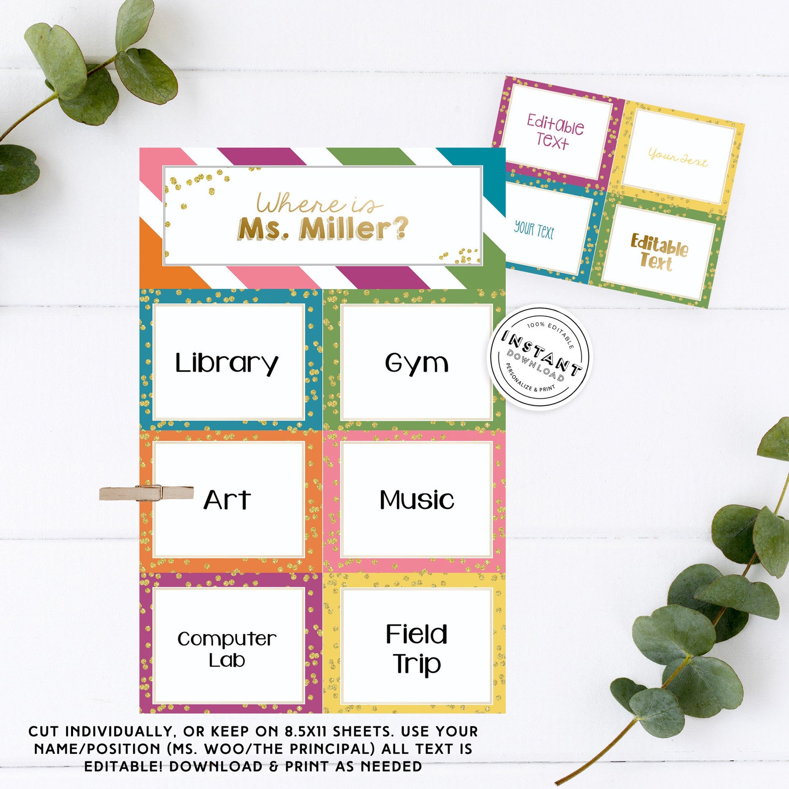 Where to Find a Class Door Sign | Specials Door Sign | Rainbow and Gold ...