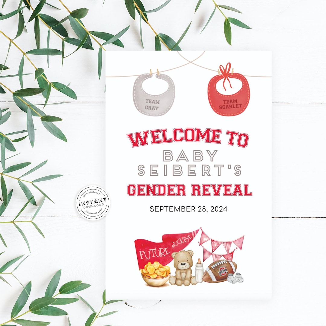 OSU Football Gender Reveal Welcome Sign 24x36 Football Theme Gender ...
