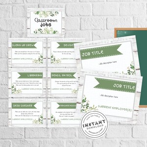 Farmhouse Classroom Jobs Editable Template | 8.5x11 Classroom Job ...