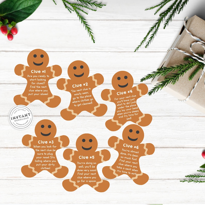 Gingerbread Man Scavenger Hunt for Kids | at Home Holiday Treasure Hunt ...