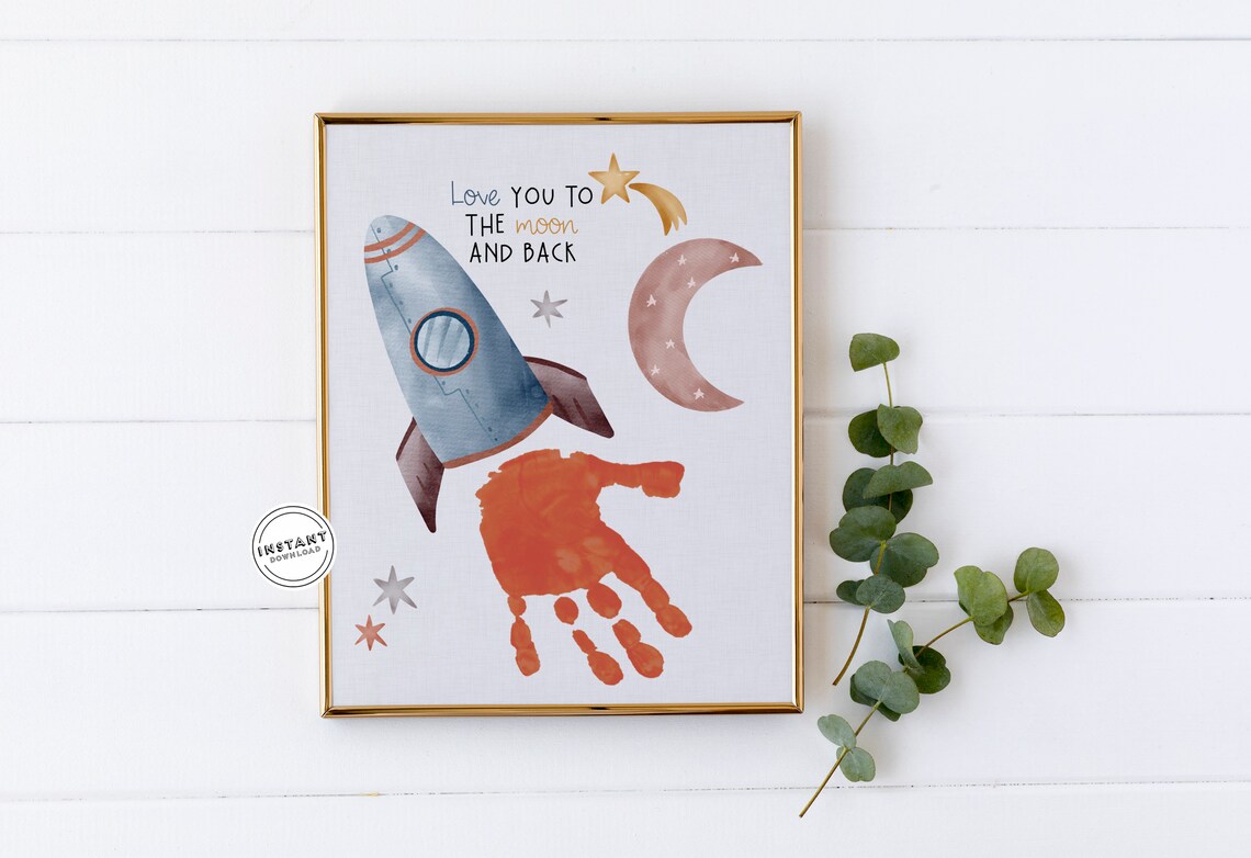 Love You to the Moon Handprint Art Hand Print Craft for Kids - Etsy