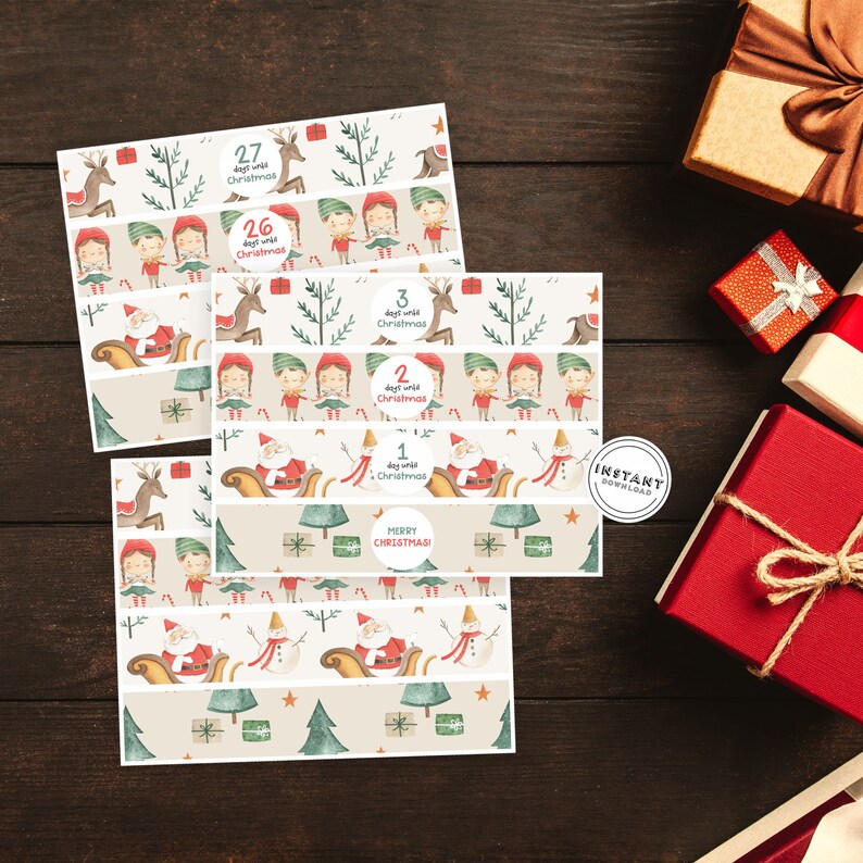 Christmas Countdown Paper Chain Christmas Advent Christmas - Etsy