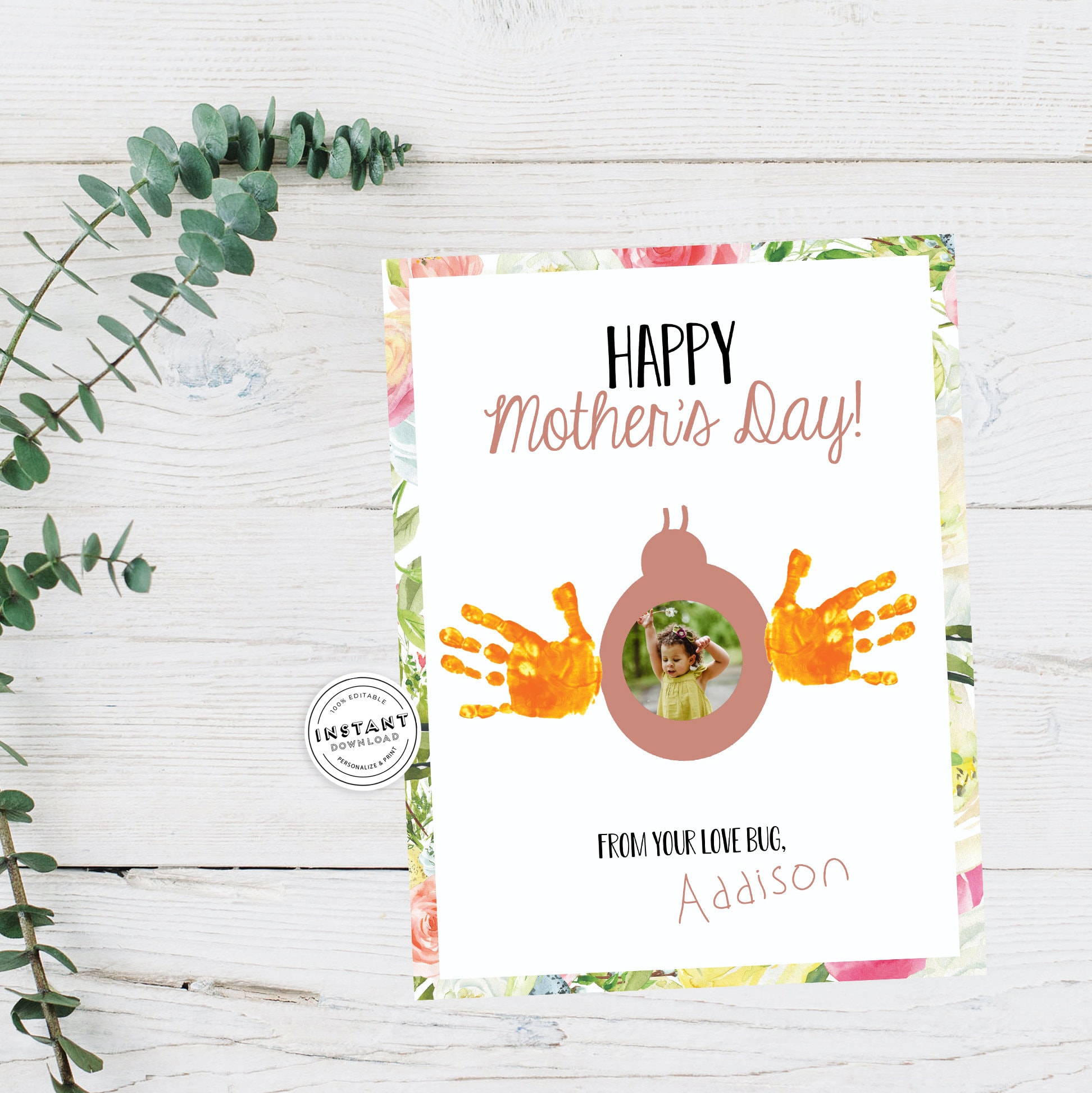 EDITABLE Mothers Day Love Bug Lady Bug Hand Craft Printable | Toddler ...