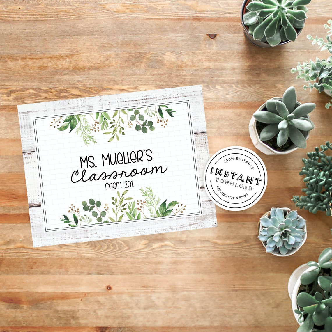 Custom Farmhouse 8.5x11 Sign | Editable Shiplap Classroom Sign | Rustic ...