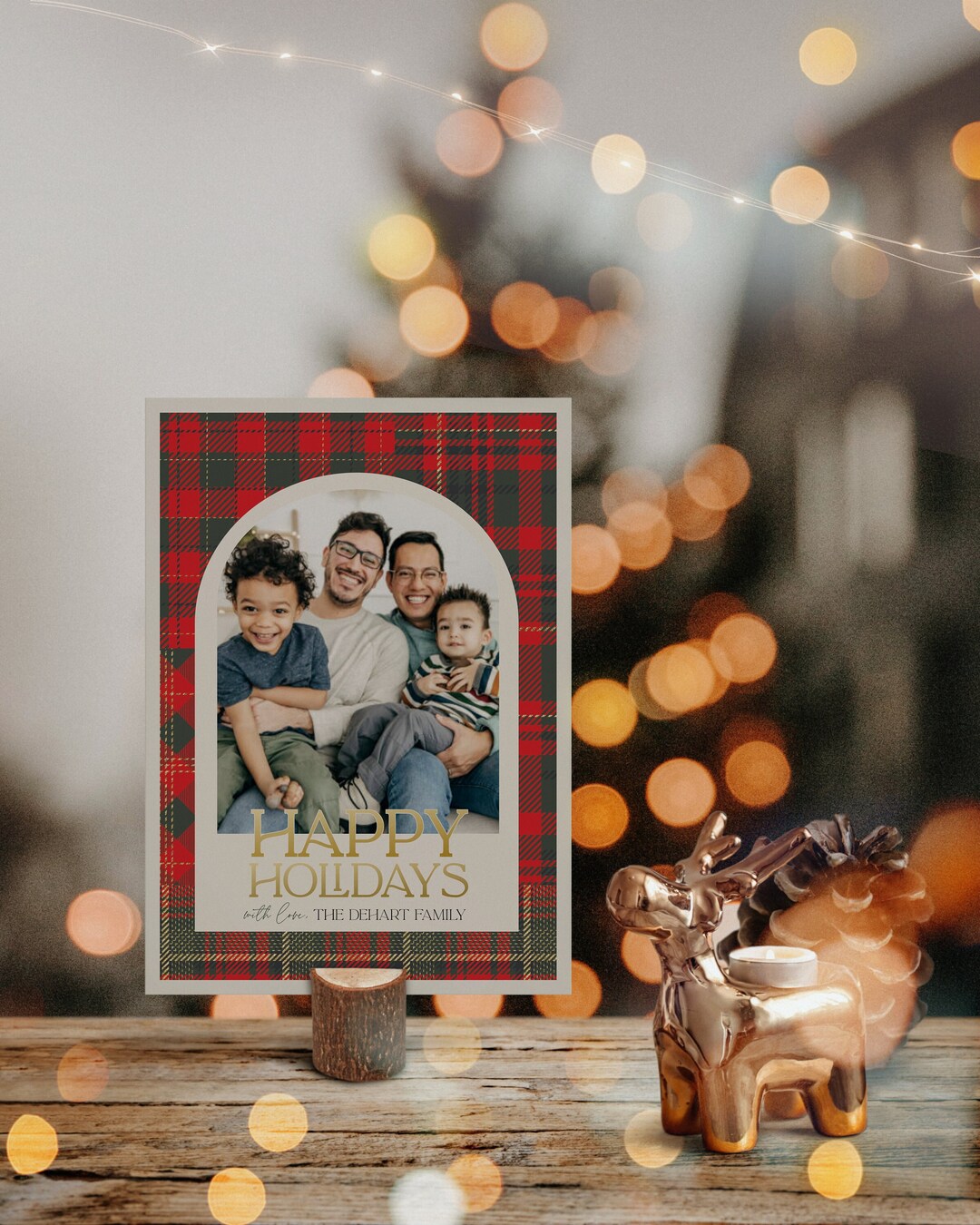 Plaid Patches Family Christmas Card Editable Template - Etsy