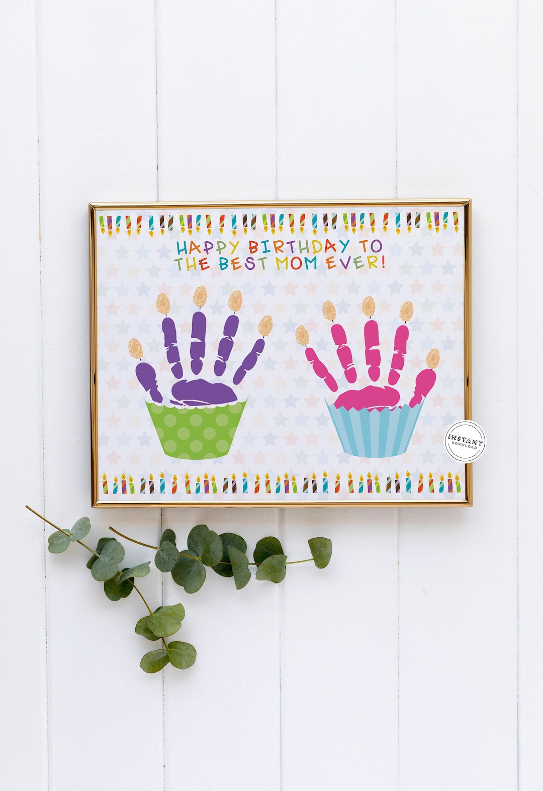 Mom Happy Birthday Cupcake Handprint Craft | Birthday Card Keepsake for ...