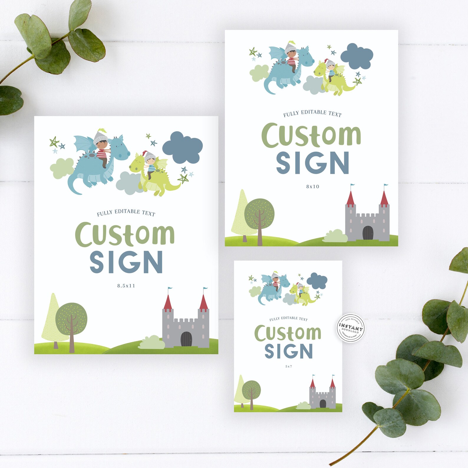 Dragon Custom Signs 5x7 8x10 8.5x11 Dragon and Knights - Etsy