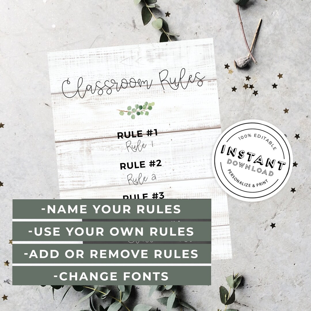 Farmhouse Classroom Rules EDITABLE | Farmhouse Teacher Decor | Editable ...