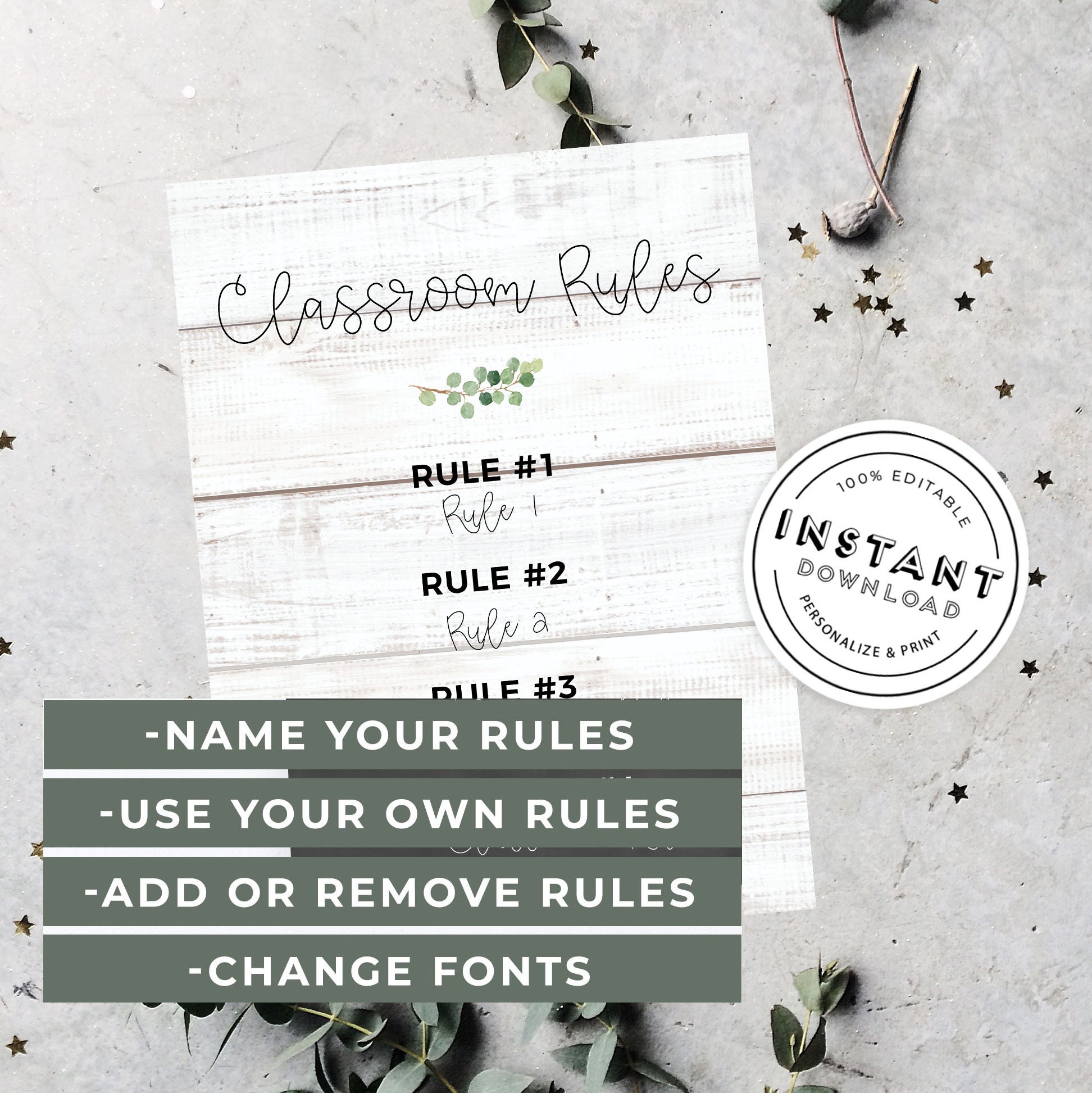Farmhouse Classroom Rules EDITABLE Farmhouse Teacher Decor - Etsy