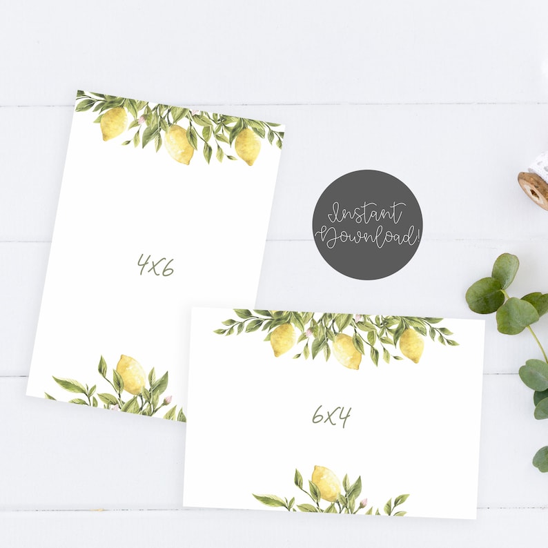 Lemon Bridal Shower Blank Cards 4x6 | Lemon Stationery | Lemon 4x6 ...